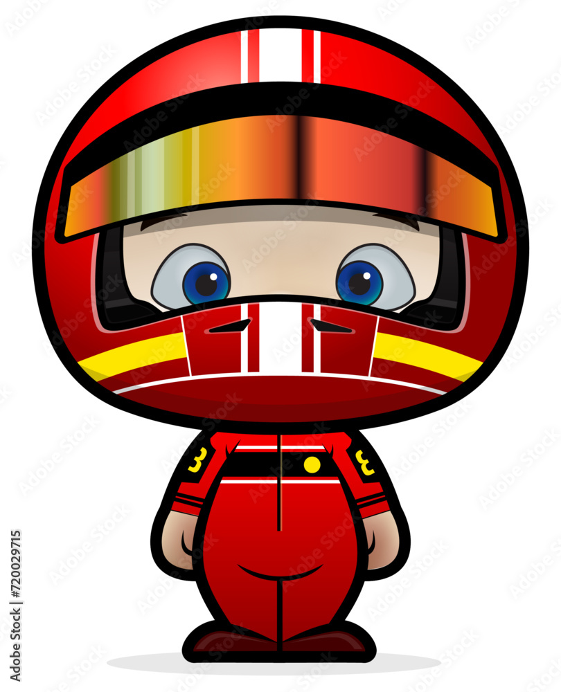 Cute kid cartoon vector illustration wearing race car driving suit ...
