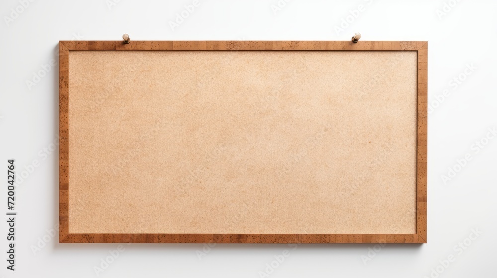 Cork board mockup with textured background and wooden frame hanging on ...