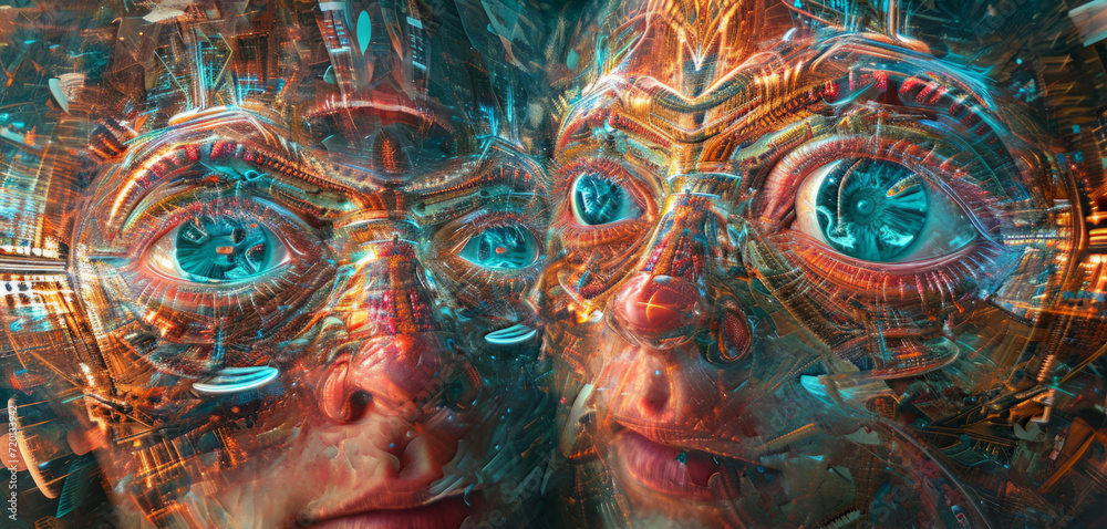 DMT or LSD psychedelic human vision of geometric creatures from other ...