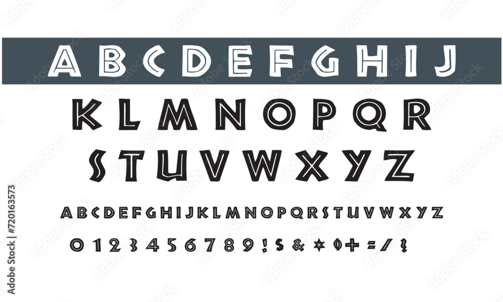 Vector de Stock Alphabet letters font set. Classic patterns, custom ...