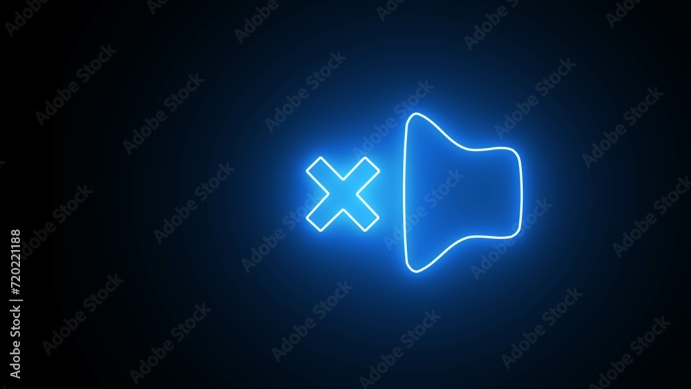 Neon Volume off symbol. There is no sound icon. neon Sound recording ...