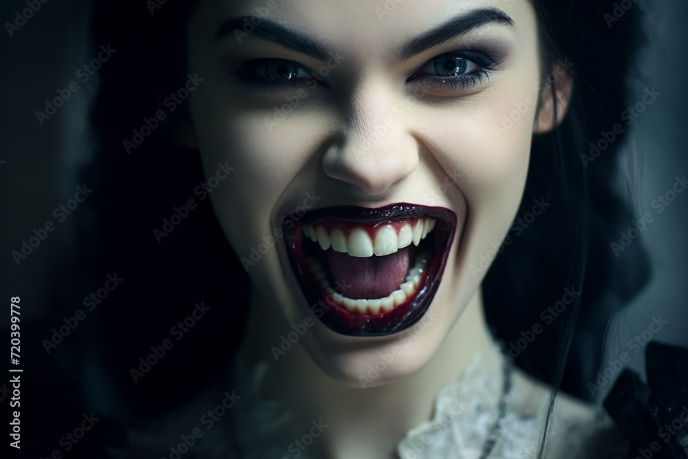 Generative ai collage picture of scary dark humanoid creature screaming ...