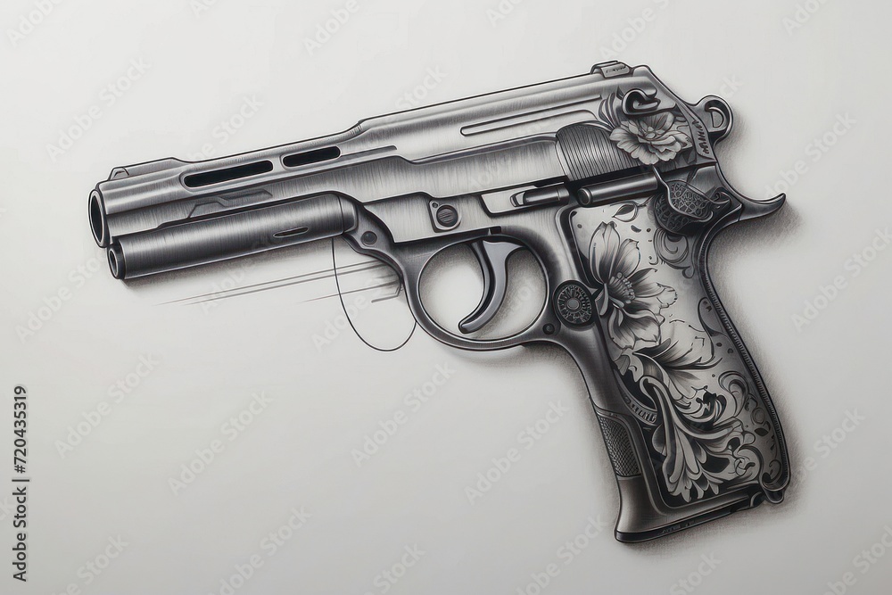 Simple gun tattoo and tattoo design drawings with examples of after ...