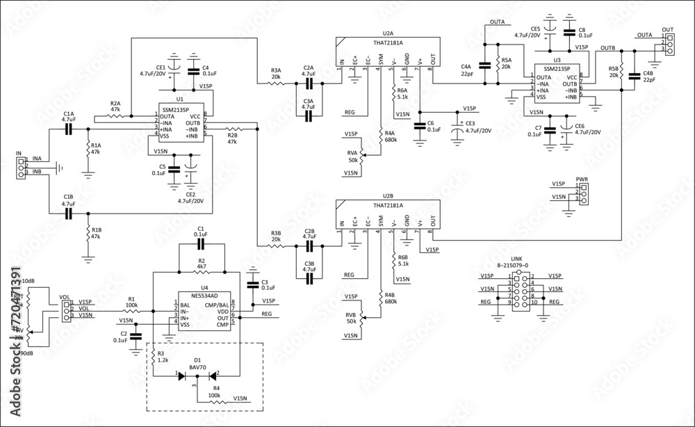 Technical Schematic Diagram Of Electronic Device Vector Drawing Electrical Circuit With