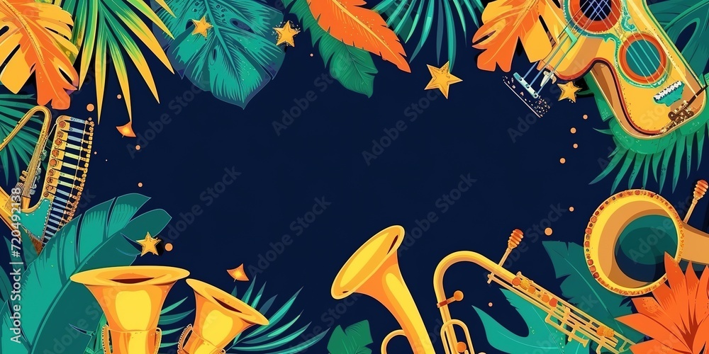 Vector Border for Brazil Carnival with copy space, horizontal ...