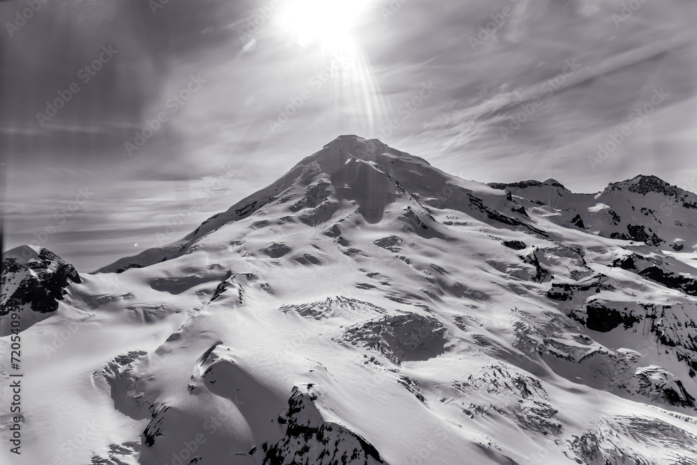 Iliamna Volcano summit crater with active vents. Lake Clark National ...