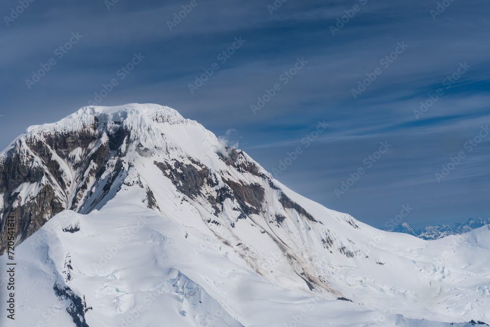 Iliamna Volcano summit crater with active vents. Lake Clark National ...