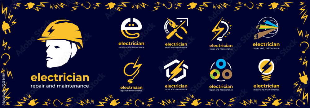 Vector logo of electrician and electronics repair Stock Vector | Adobe ...