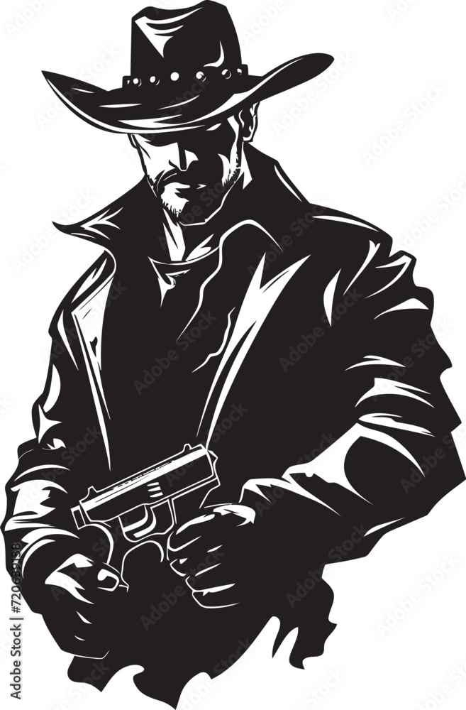 Six Shooter Showdown Cowboy Vector Logo Icon Saloon Standoff Vector ...