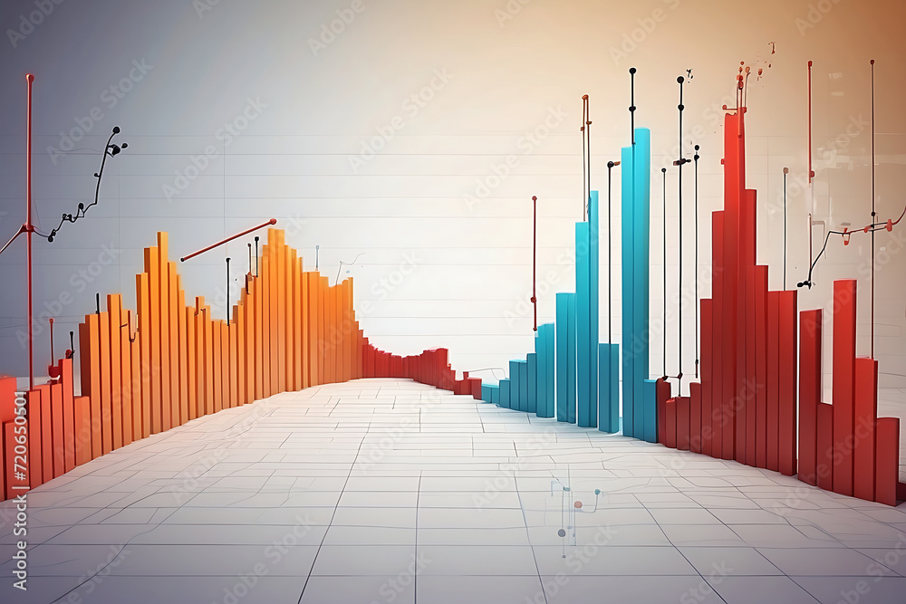 Stock market graph and tecnical analysis, Graphs representing ups and ...