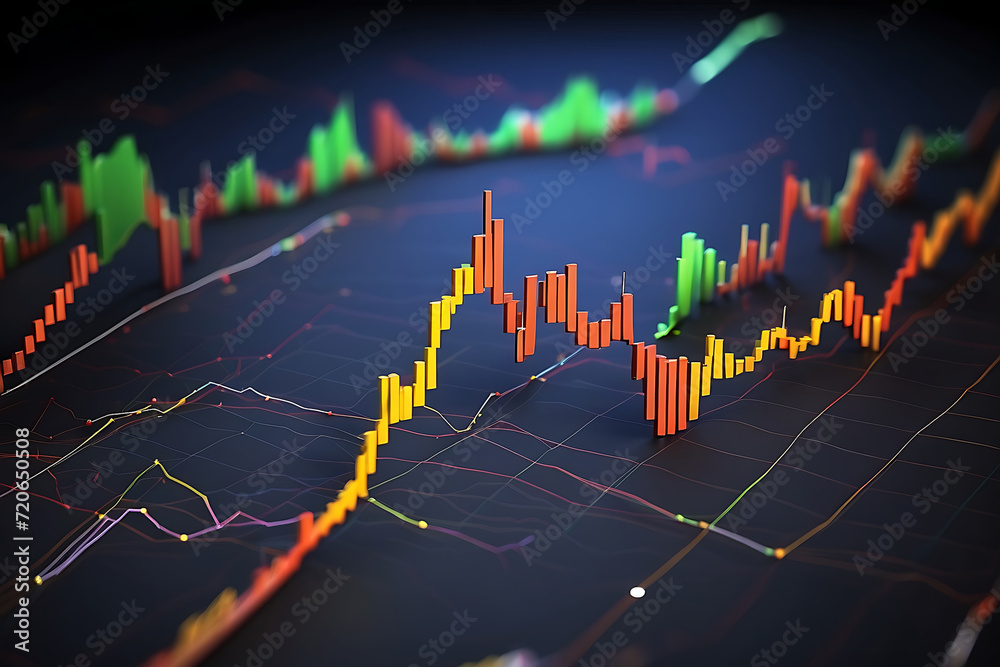 Stock market graph and tecnical analysis, Graphs representing ups and ...