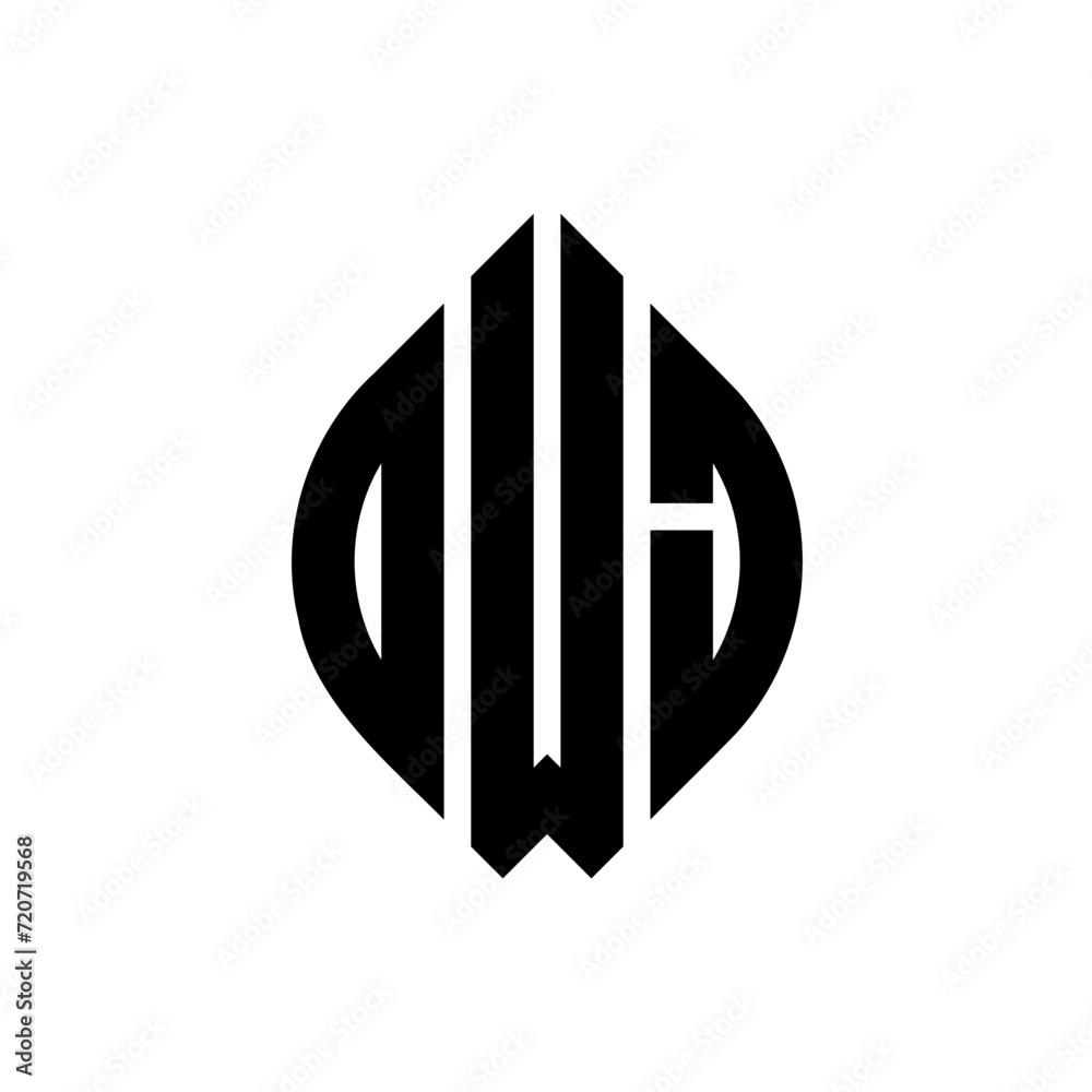 DWJ circle letter logo design with circle and ellipse shape. DWJ ...