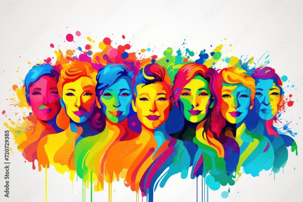 Illustration Stock Diversity in Society concept. LGBT and LGBTQ rainbow ...