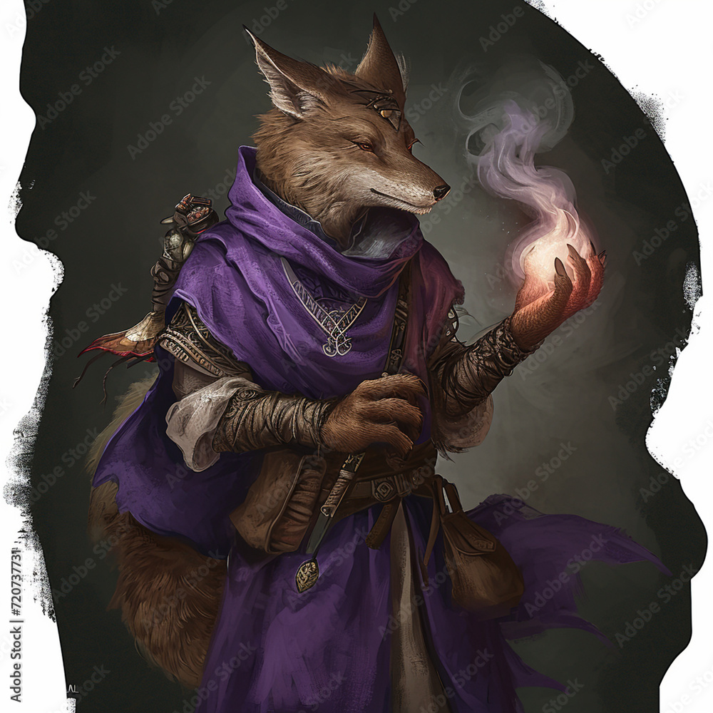 Arcana Loth: A Captivating Tale of a Humanoid Fox Mage in a Purple Robe ...