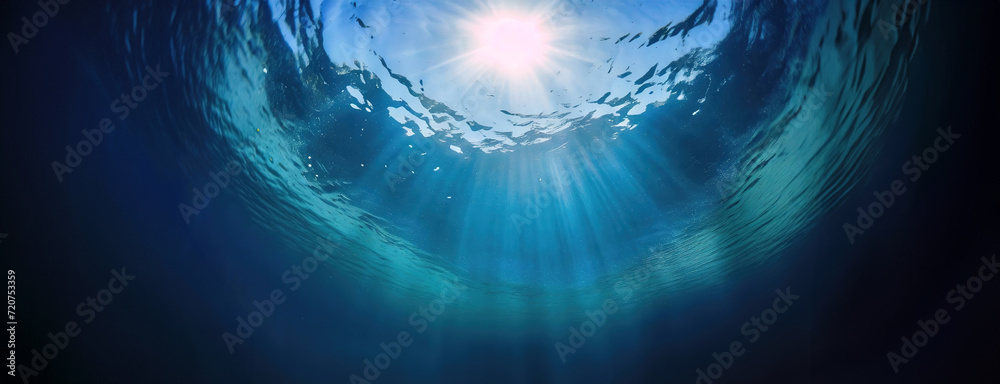 Sun Rays Illuminating the Underwater World. Beams of sunlight pierce ...