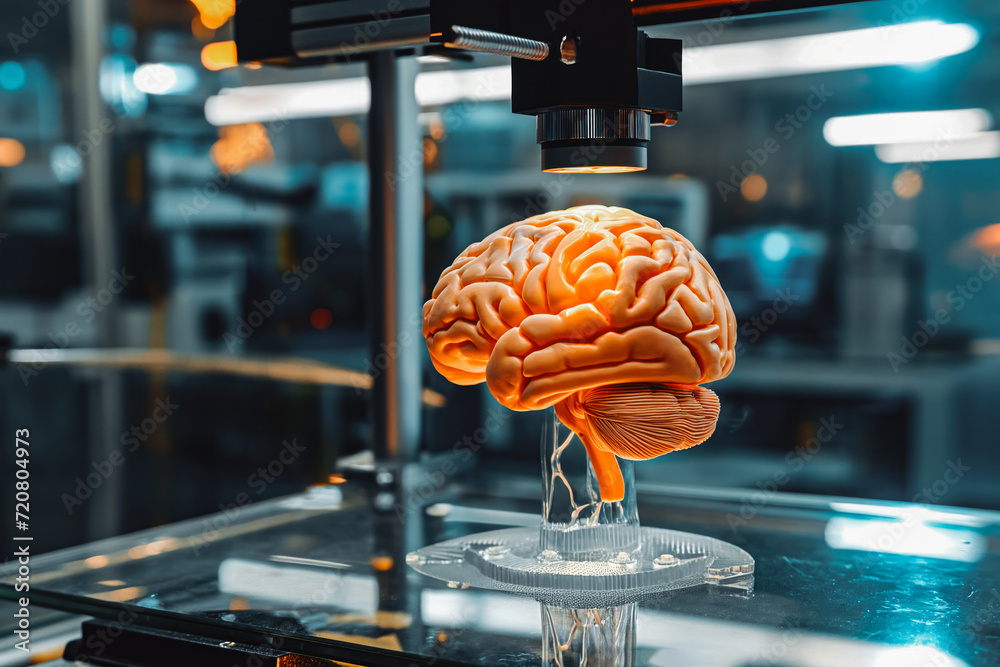 Foto de Stock 3d bio printing of the brain. Futuristic concept of ...
