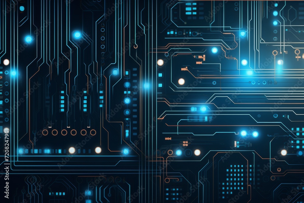Graphic patterned background of interconnected circuits and electronic ...