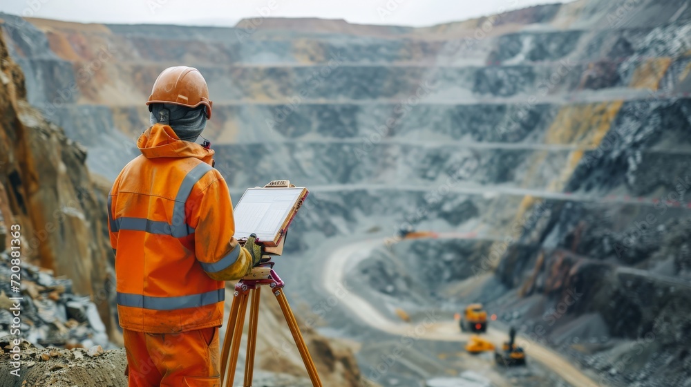 copper mine worker open pit Mine Surveying Stock Photo | Adobe Stock
