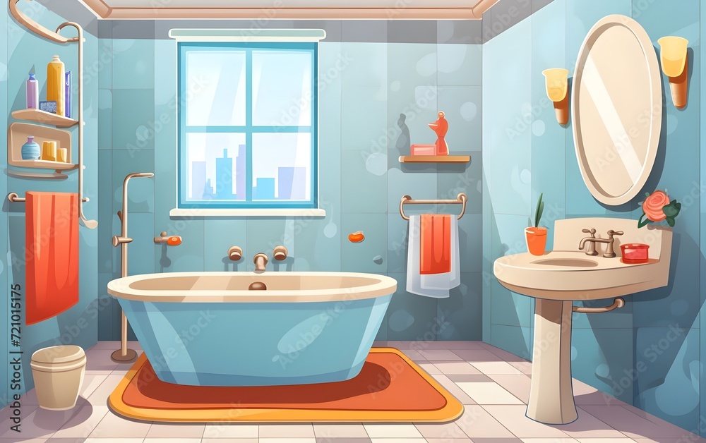 bathroom cartoon vector illustration Stock Illustration | Adobe Stock
