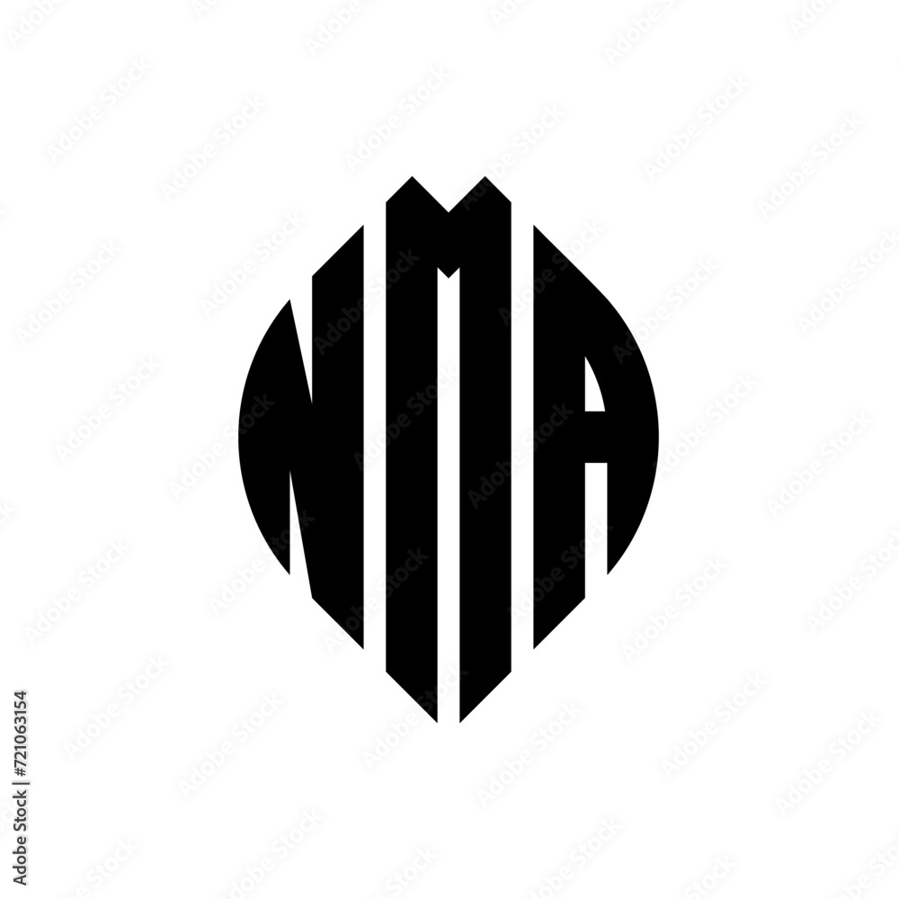 NMA circle letter logo design with circle and ellipse shape. NMA ...