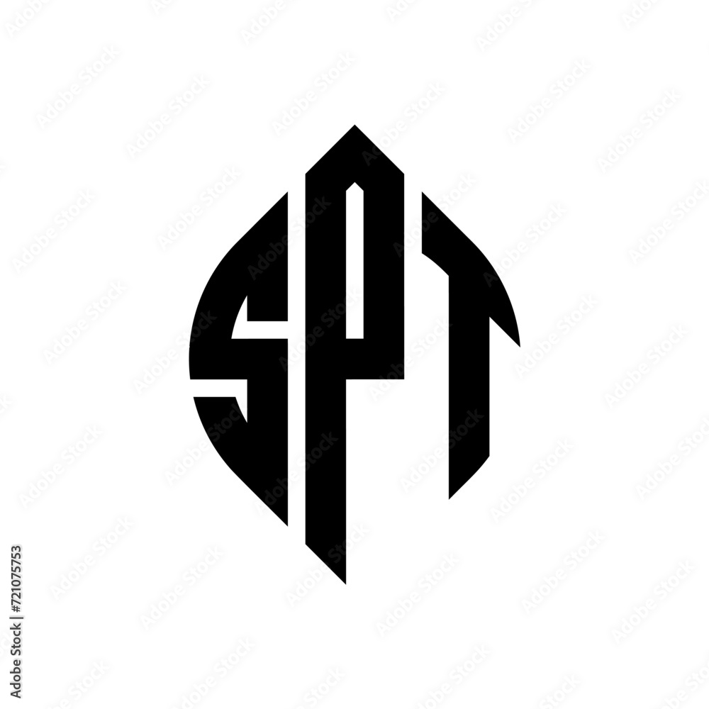 SPT circle letter logo design with circle and ellipse shape. SPT ...