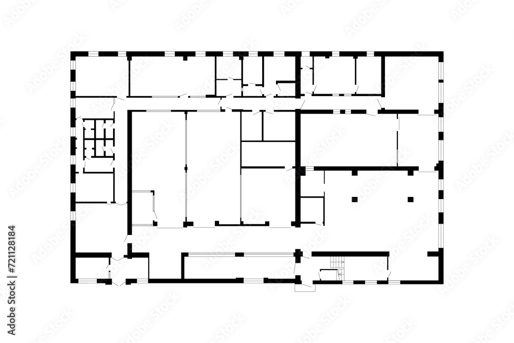 Modern office interior with furniture. Vector blueprint. Architectural ...