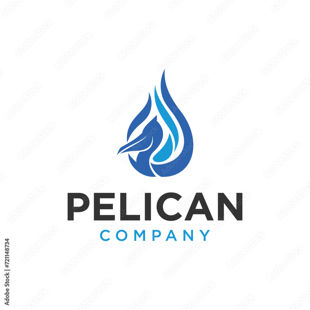 Pelican Bird Logo. Pelican Abstract Design with Gas Flame Shape for ...