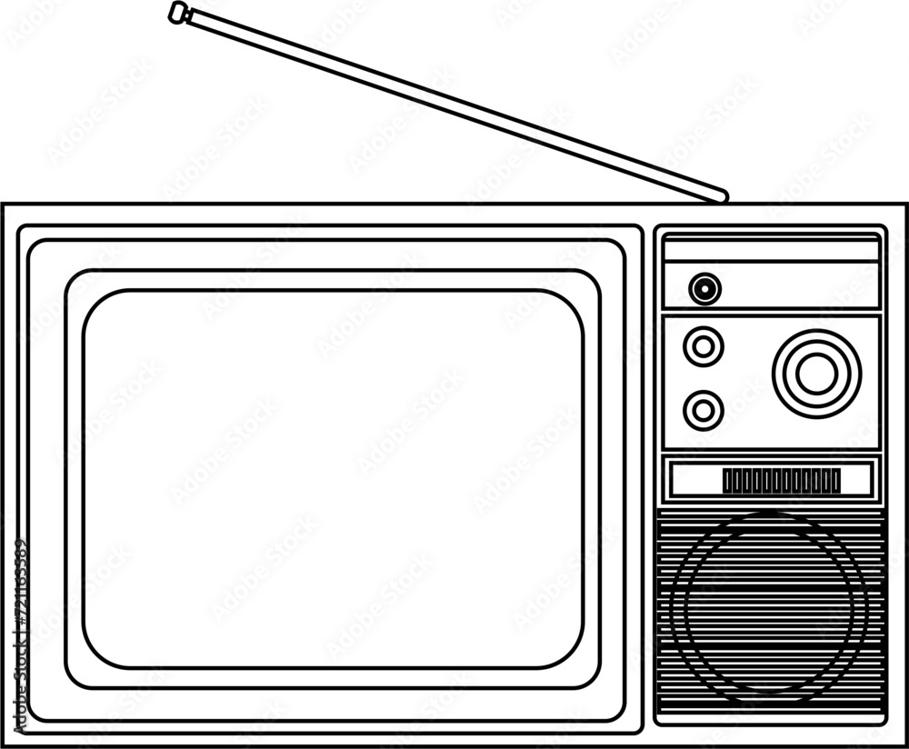 Old TV Outline Illustration Vector Stock Vector | Adobe Stock