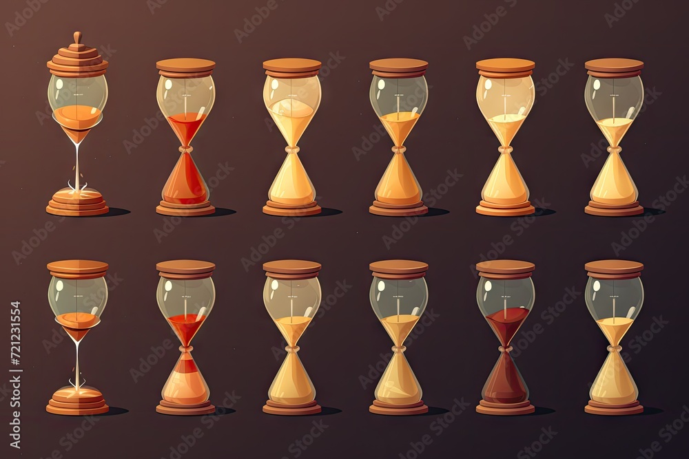 Simple Hourglass Collection, Sand Clocks for Sprite Sheet Animation ...