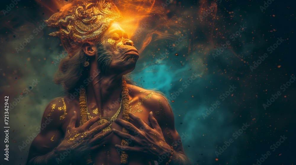 Hanuman, monkey-like deity, monkey chief, son of the wind god ...