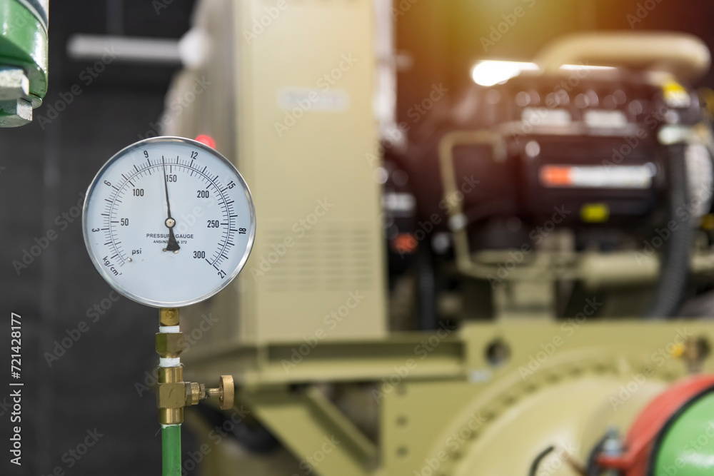 Photo Stock close up pressure gauge for water in Chiller plant room.The ...