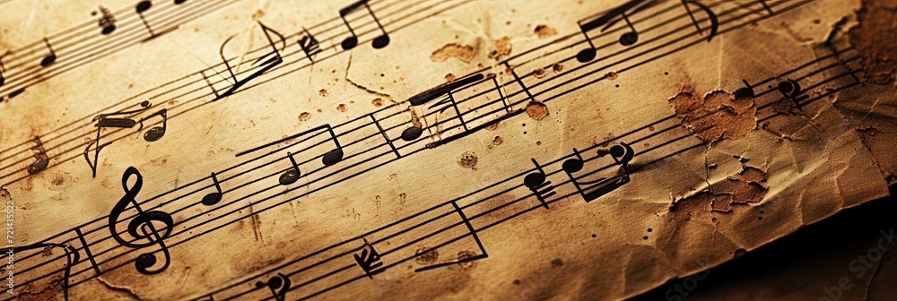 Sheet music on old paper - fictional song by ai Stock Photo | Adobe Stock