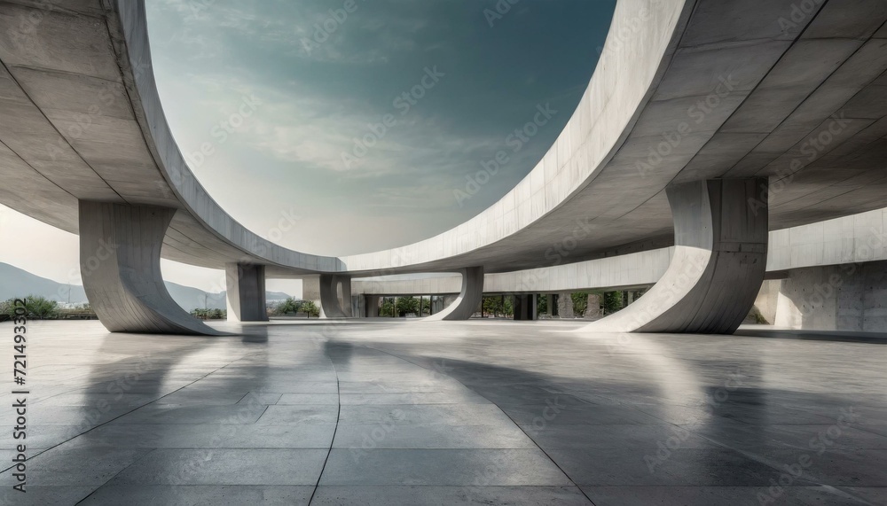 Empty abstract architecture building in minimal concrete design with ...