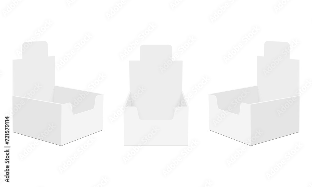 Set Of Blank POS DIsplay Boxes, Front, Side View, Isolated On White ...