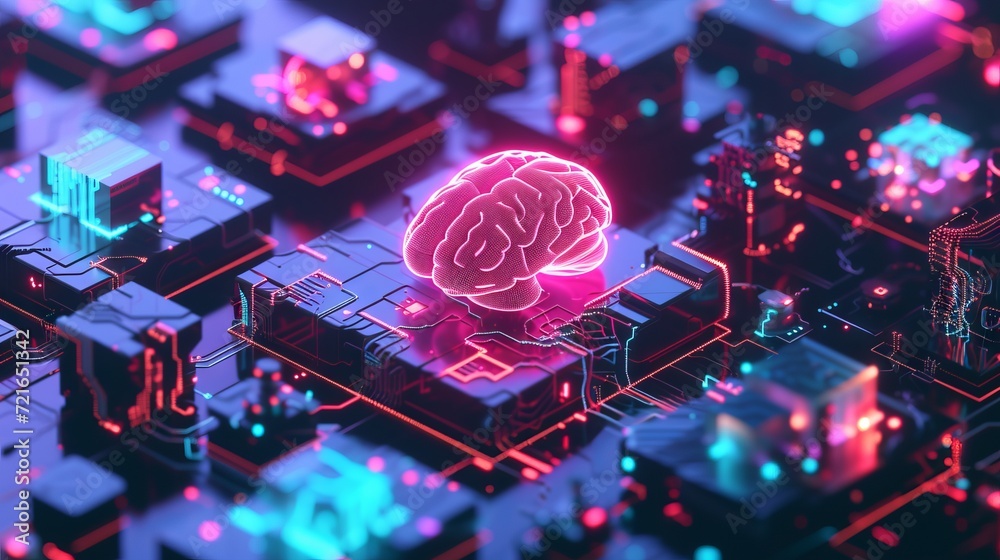 Neon Isometric Mind Core: Cubo-Futuristic Brain as the Epicenter of ...