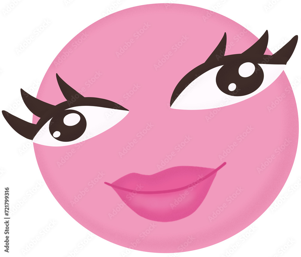 Happy Vibes: Smiley Expression. Vibrant pink smiley face emoticon ...