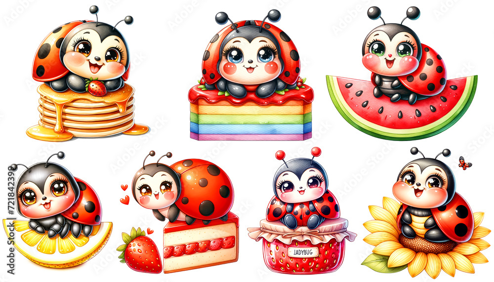 Cute Ladybug and Sweets Valentine's Day Clipart on Transparent ...
