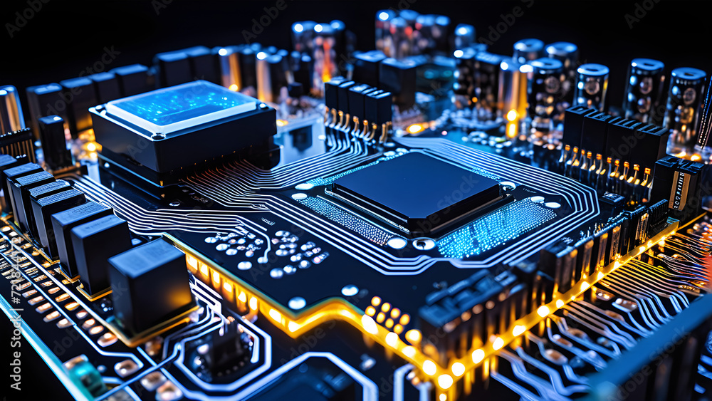 generative ai processor modern computer motherboard. digital electrical ...