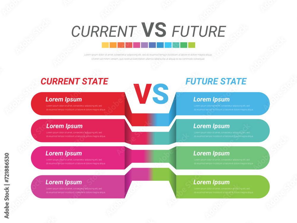 Comparative infographic, current versus future, comparison flow chart ...