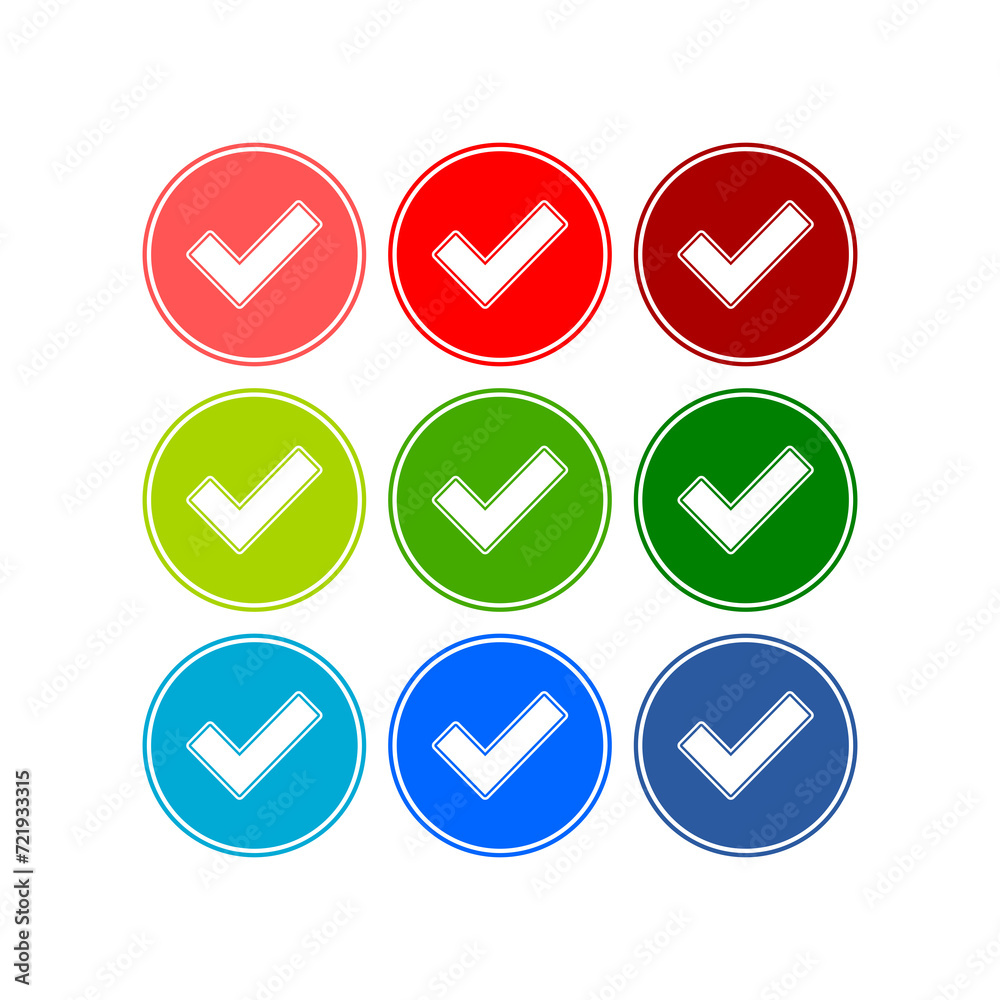 Green check mark OK and red X icons isolated on transparent background ...