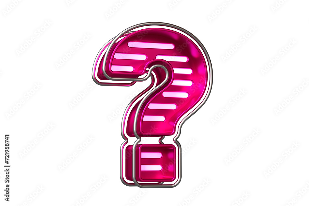 Silver and pink neon font question mark character. Nice typeface for ...