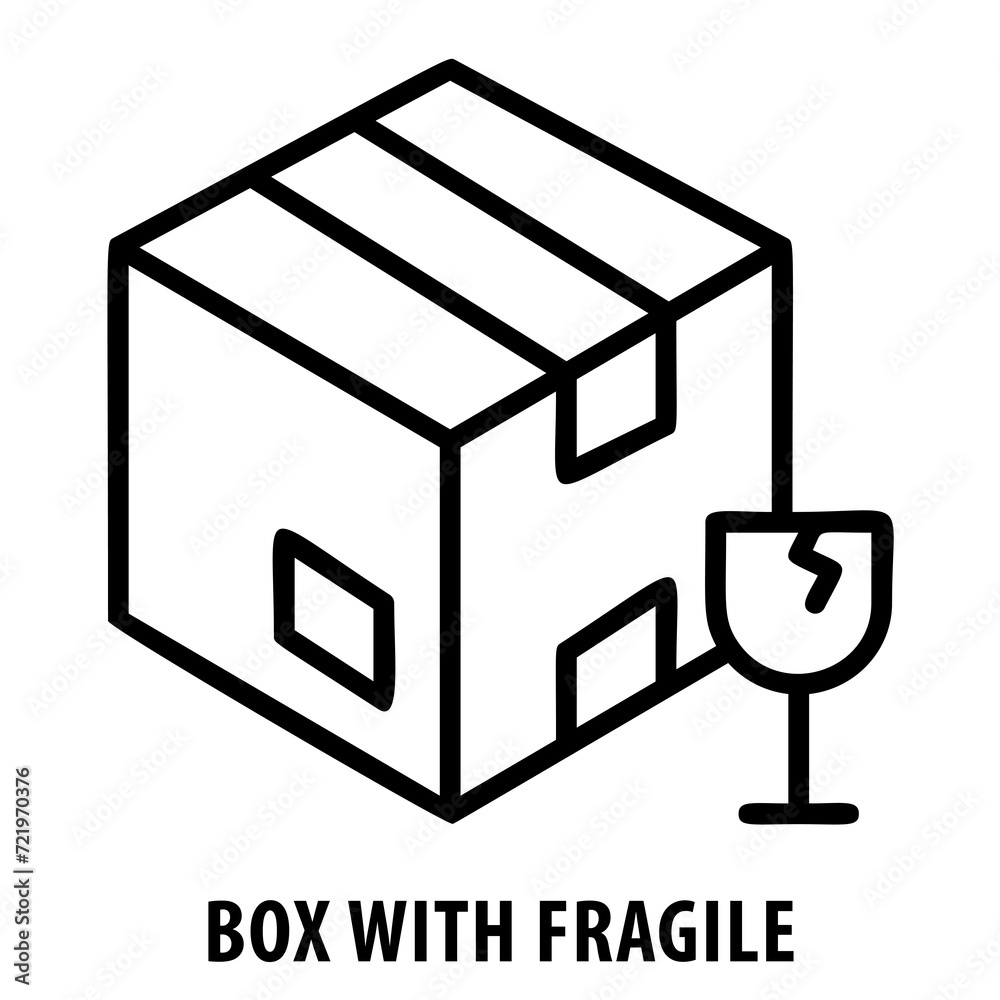Box with fragile, handle with care, shipping, delicate, breakable ...