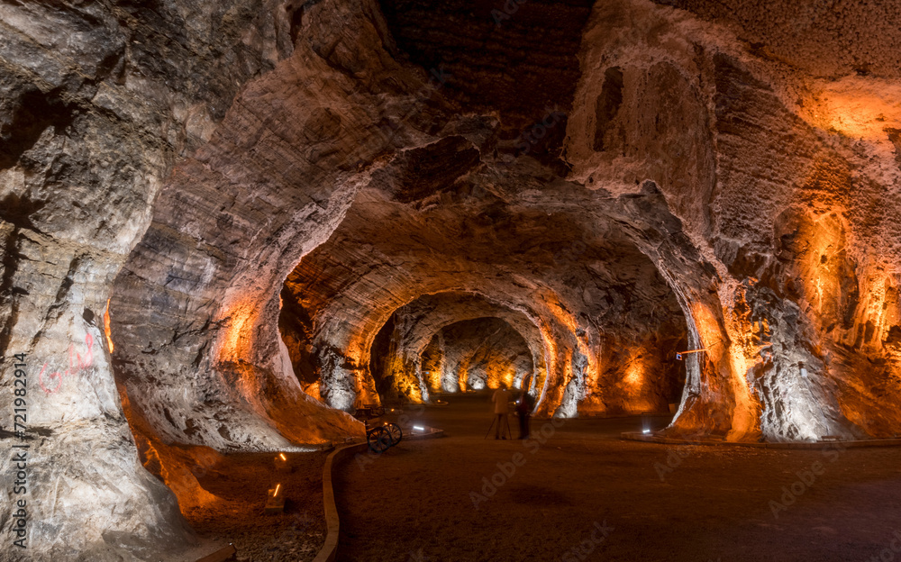 Inside the salt cave in the salt mountains of Idir, Toulz Luka District ...