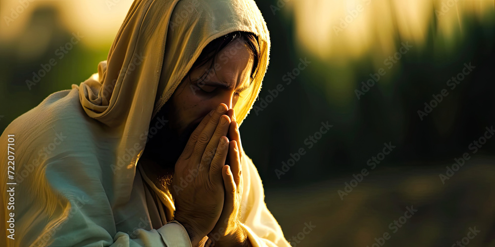 Ilustración de Stock Jesus praying, Christ pray, religious prayers ...