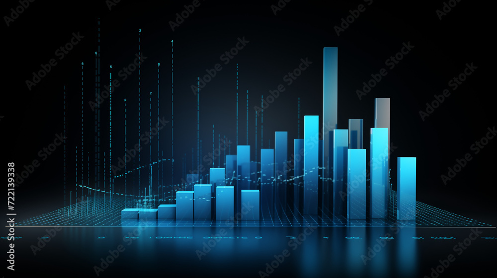 graph on black, sound wave background, Financial neon rising graph and ...