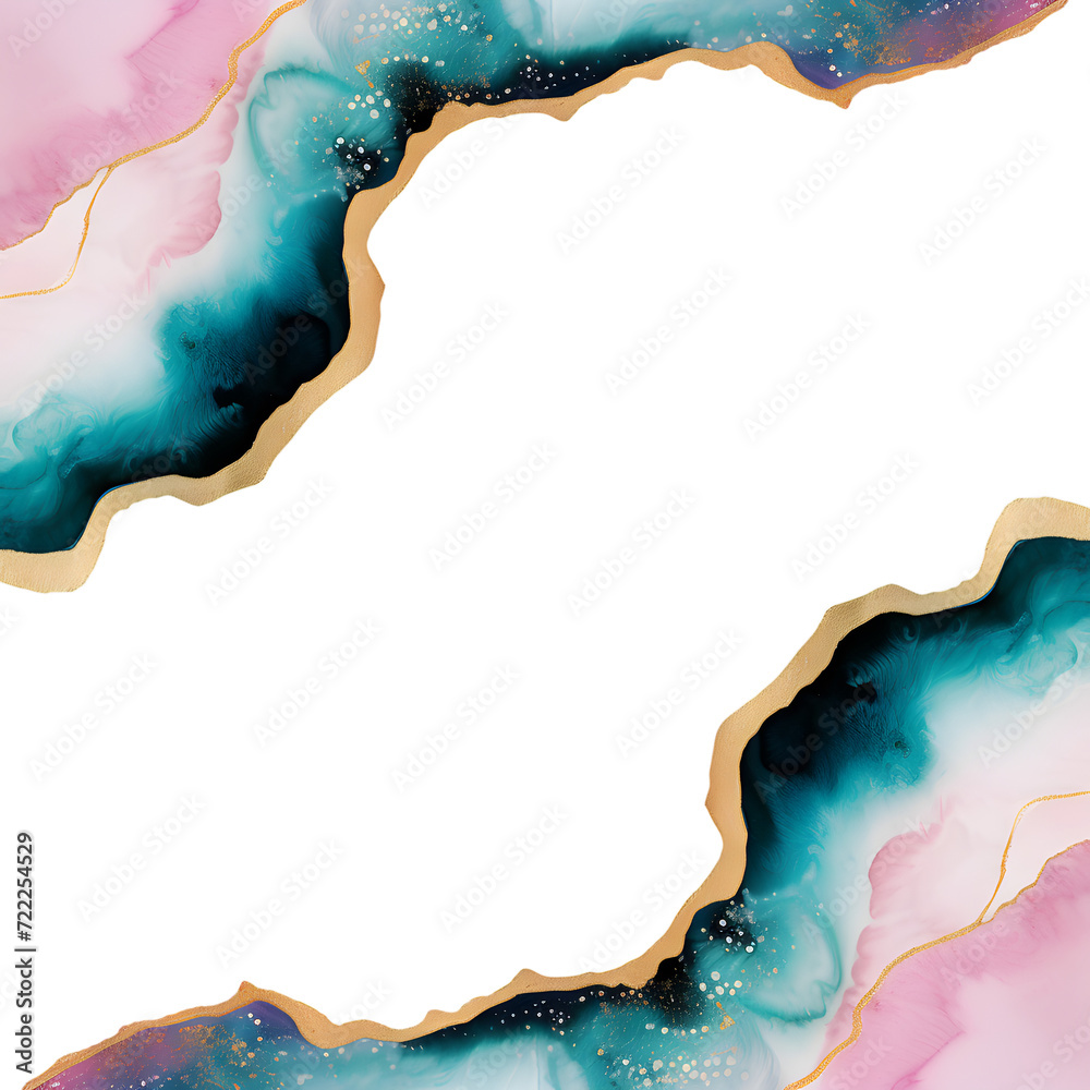 Celestial and Gold Foil Glitter, Sparkle, Agate Geode Border Frame ...