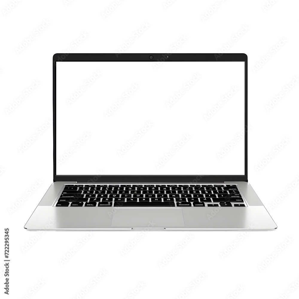 Laptop mockup with transparent screen, front view, isolated on ...