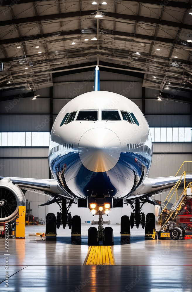 Passenger airplane on maintenance of engine and fuselage check repair ...