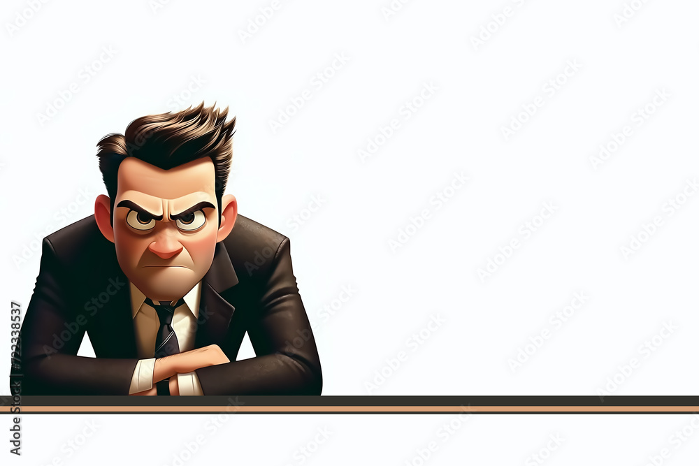 Office Fury: Angry Boss Cartoon Illustration, Director's Serious Stand ...