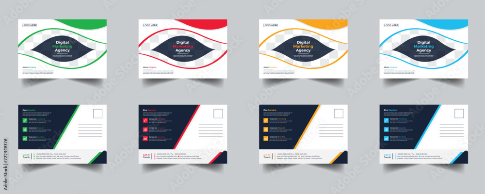 Modern Creative Corporate Post Card Template, Vector Template for ...